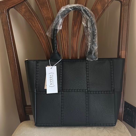 calin collection | Bags | Black Vegan Leather Tote Bag | Poshmark
